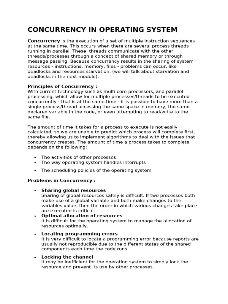 Concurrency In Operating System Pdf Process Computing Thread Computing