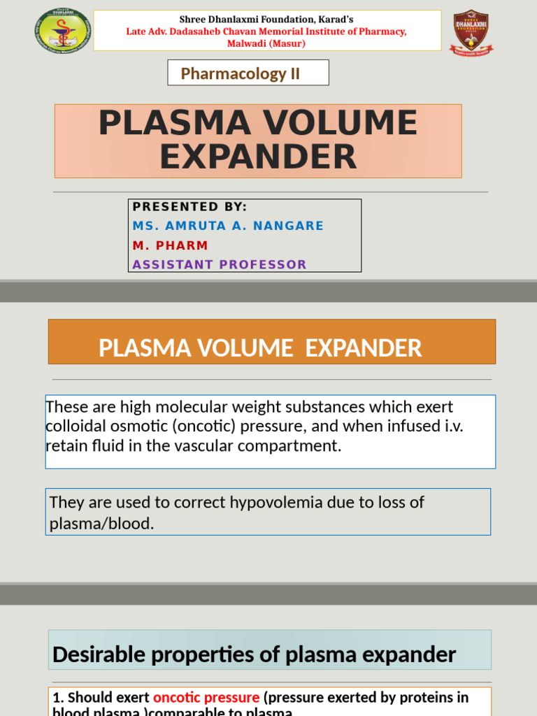PLASMA VOLUME EXPANDER by Amruta Nangare | PDF