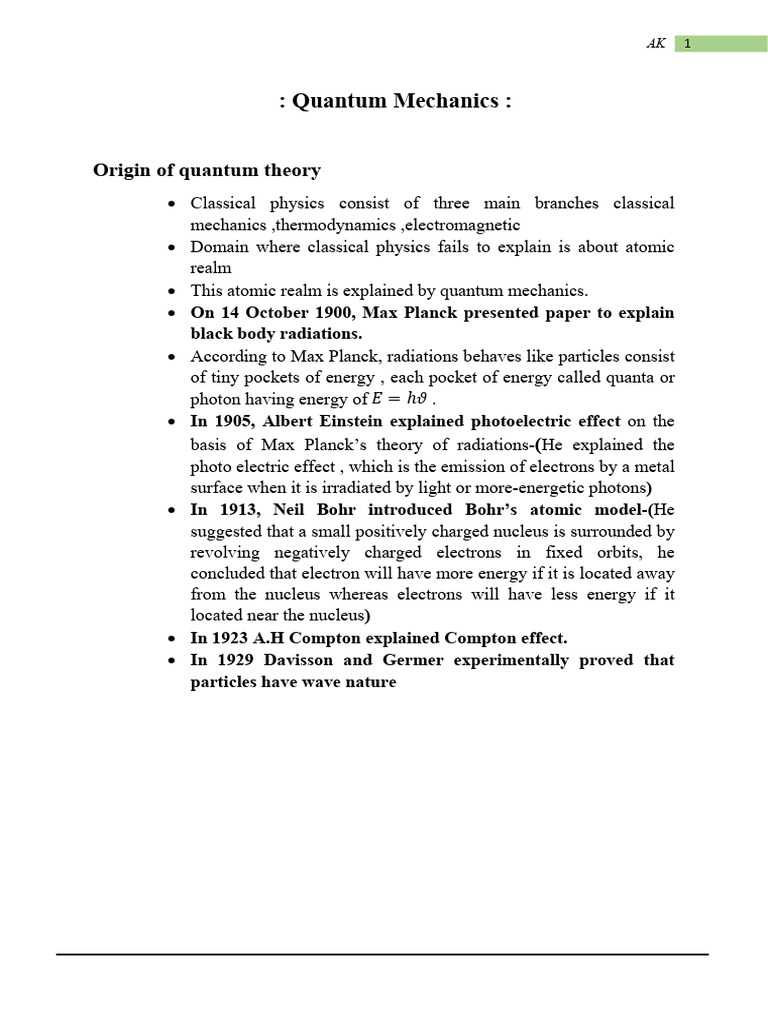 Quantum Mechanics Overview and Key Concepts | PDF | Quantum | Photon