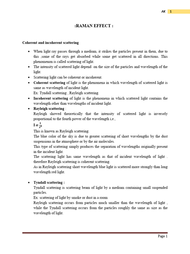 Raman Effect | PDF
