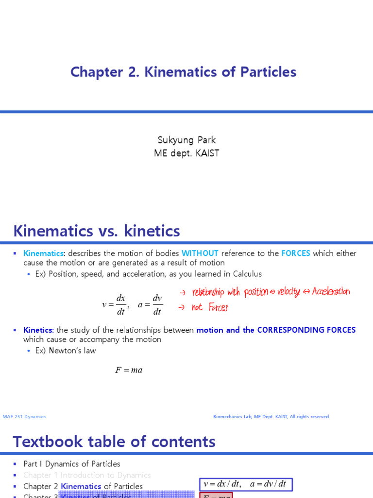 2024chapter2 Particle Kinematics | PDF | Kinematics | Classical Mechanics