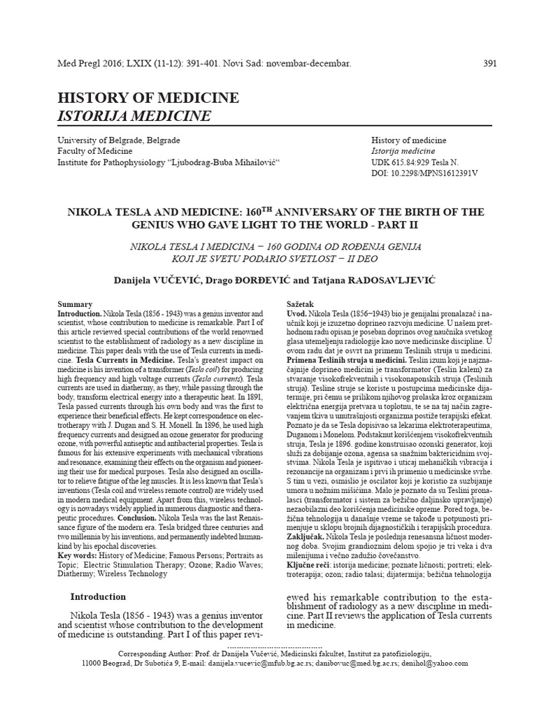 Nikola - Tesla - and - Medicine 2 | PDF | Nikola Tesla | Science ...