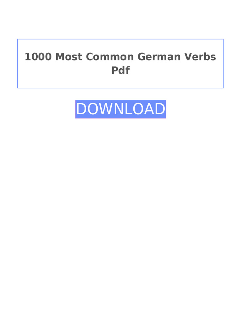 Ð 1000 Most Common German Verbs PDF | PDF