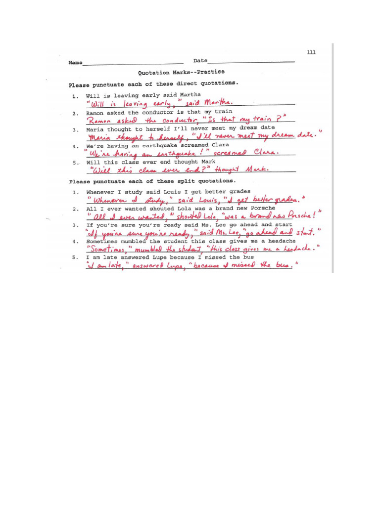 solved exercises for punctuation | PDF