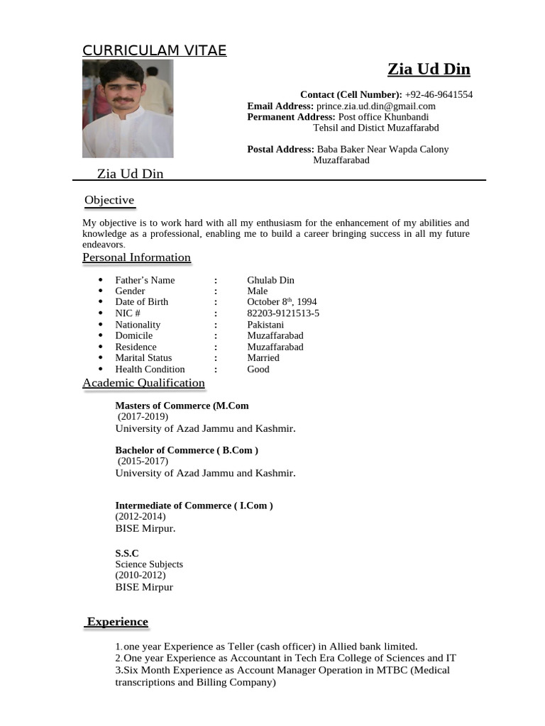 zia ud din new cv .. | PDF