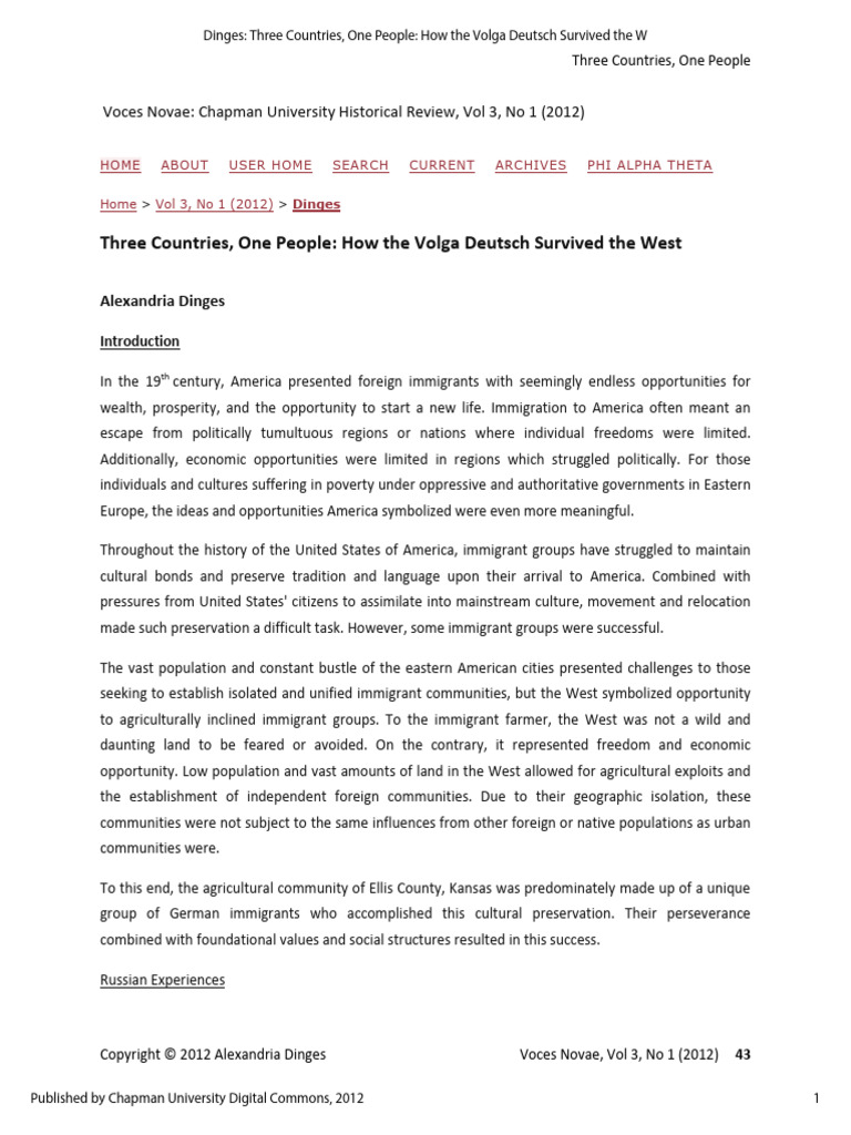 Three Countries One People - How The Volga Deutsch Survived The W | PDF