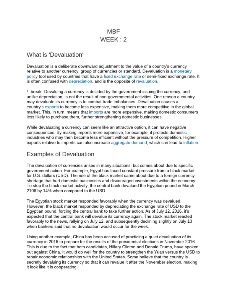 Devaluation of Money | PDF