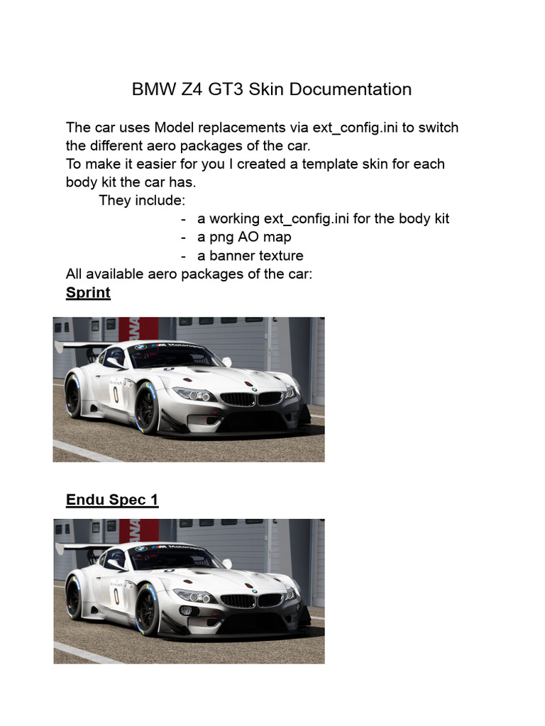 BMW Z4 GT3 Documentation | PDF