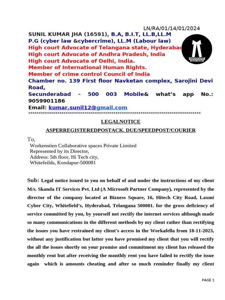 SUNIL KUMAR JHA (16591), &: B.A, B.I.T, LL.B, LL.M P.G (Cyber Law Cybercrime), LL.M (Labour Law ...