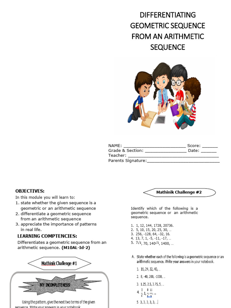 Differentiating Geometric Sequence From An Arithmetic Sequence Pdf