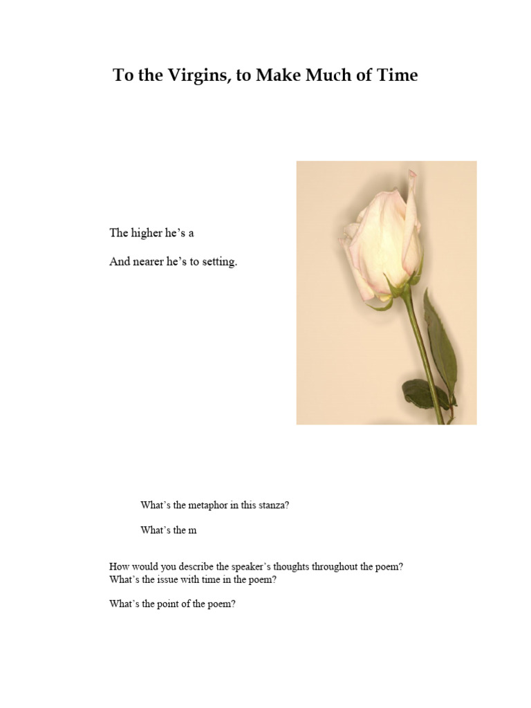 To The Virgins Poem | PDF