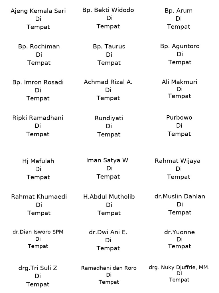 Template Label Nama Undangan 3 | PDF