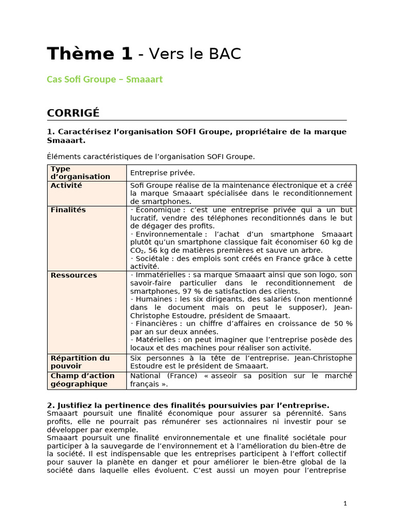 ThŠme1 Bac - Corrig | PDF