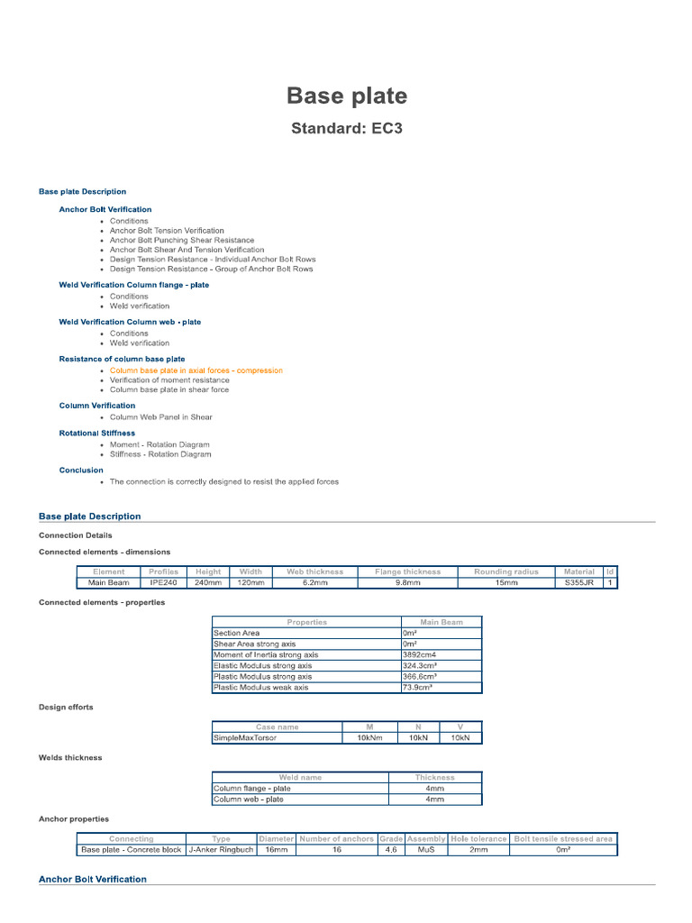 Steel base plate design in ADS 2025 | PDF