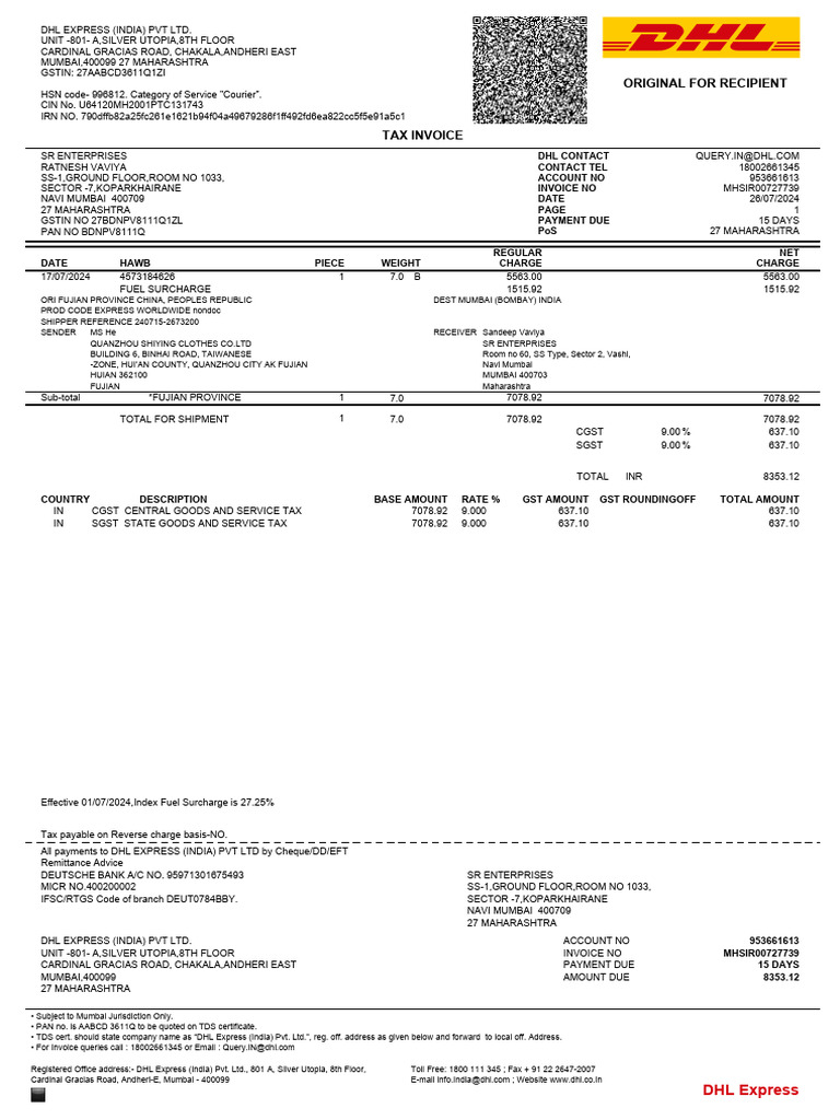 DHL - Mhsir00727739 | PDF