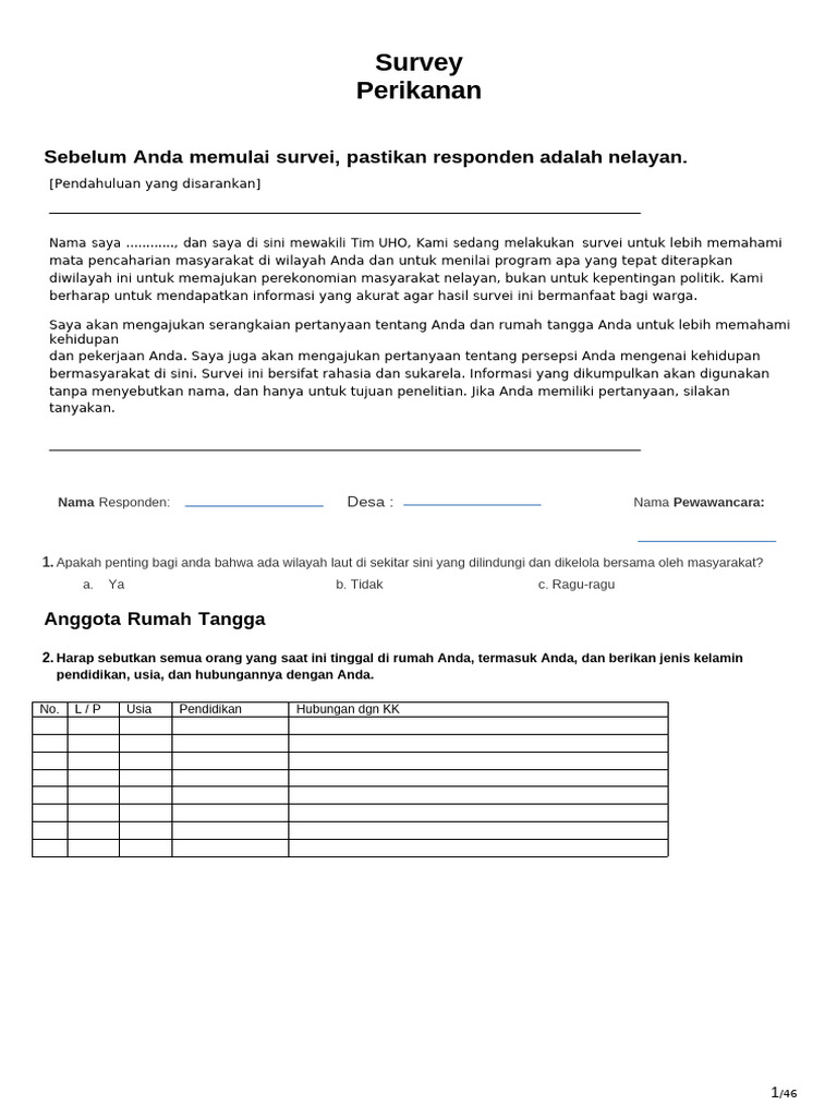 Kuisioner Perikanan | PDF