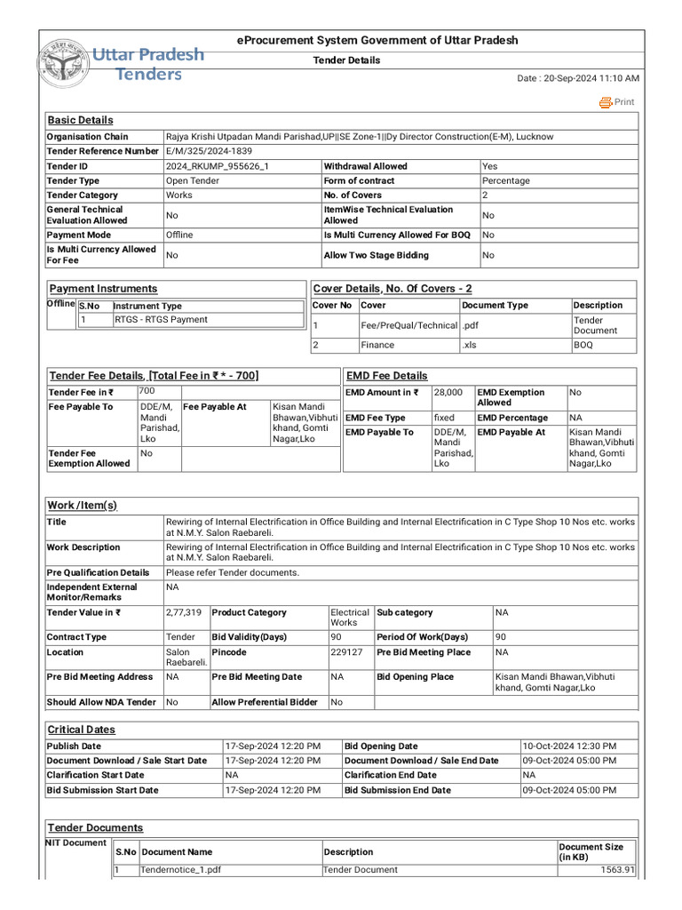 UP eProcurement Tender for Electrification | PDF | Economies | Business