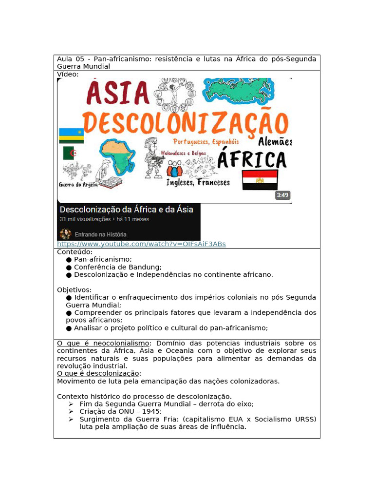 Pan-Africanismo e Descolonização Africana | PDF | Descolonização | Pan ...
