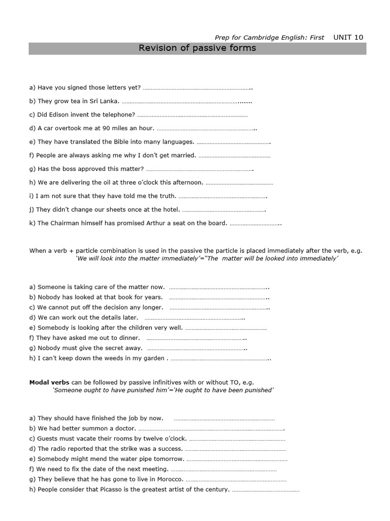 Revision of Passive Forms | PDF