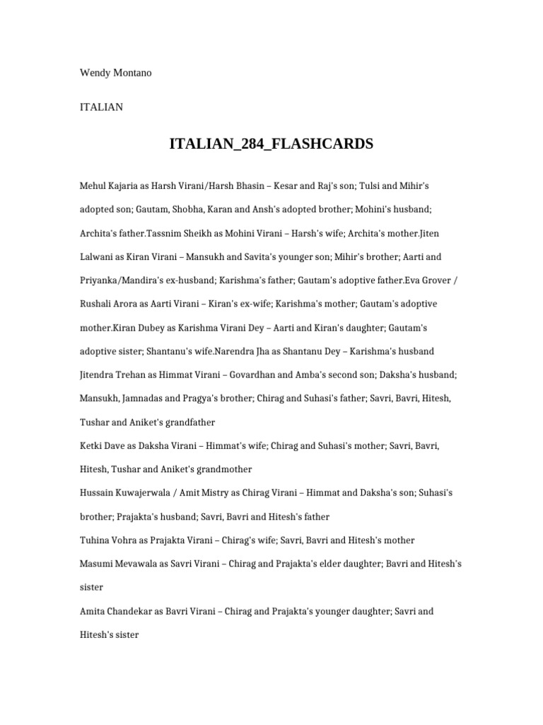 Italian 284 Flashcards | PDF