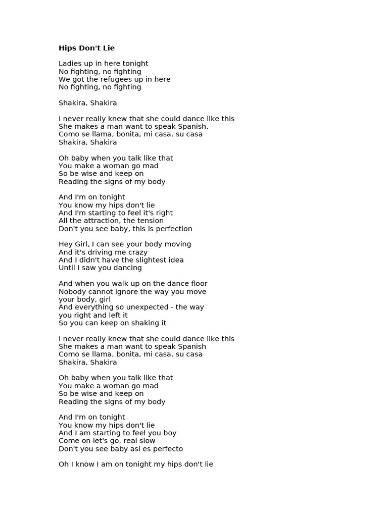 Shakira Hips Don't Lie | PDF | Songs Written | Art