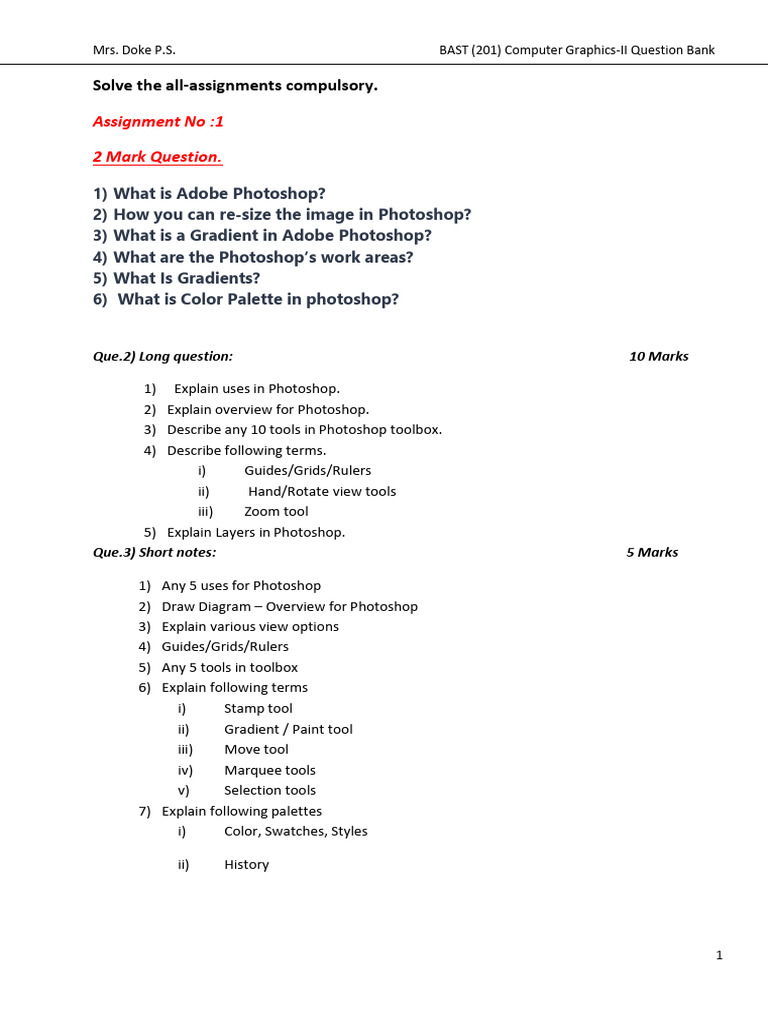 Bsc-I - Animation QUESTION BANK | PDF | Adobe Photoshop | Games ...