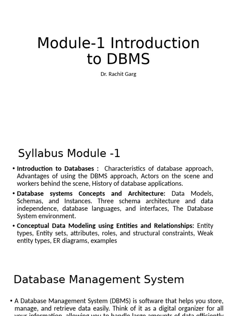 Unit1 Introduction to DBMS | PDF
