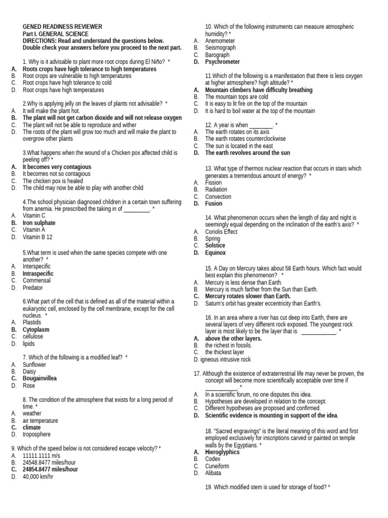 Blept Gened Readiness Reviewer | PDF