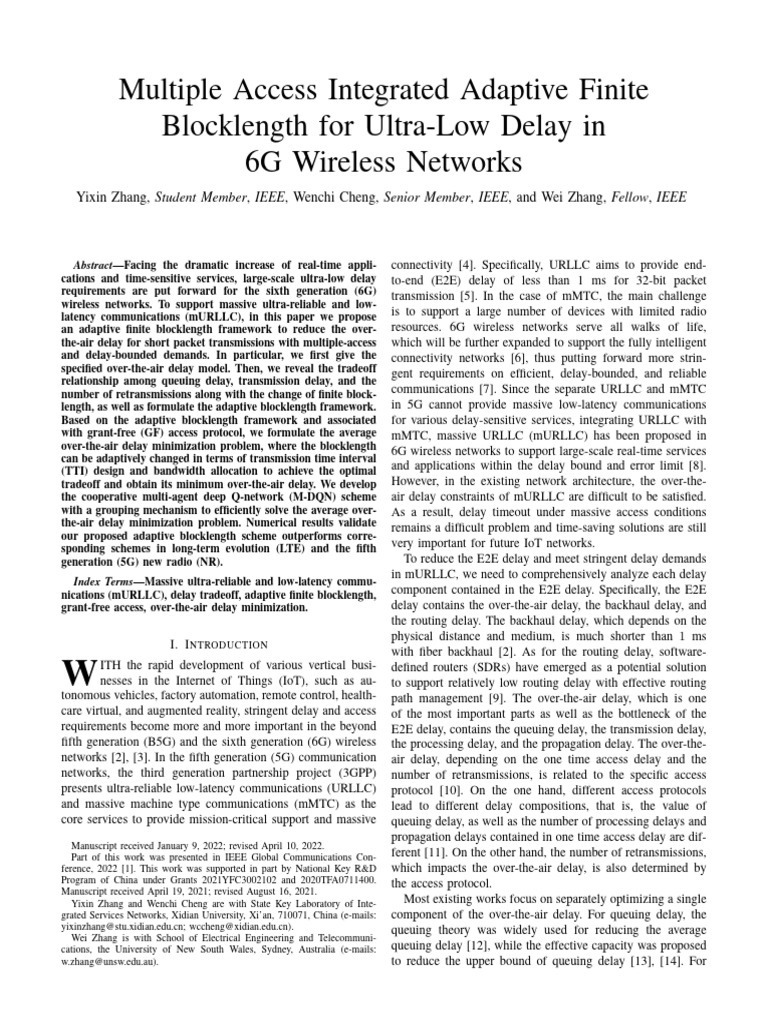 Multiple Access Integrated Adaptive Finite Blocklength For Ultra-Low Delay in 6G Wireless ...