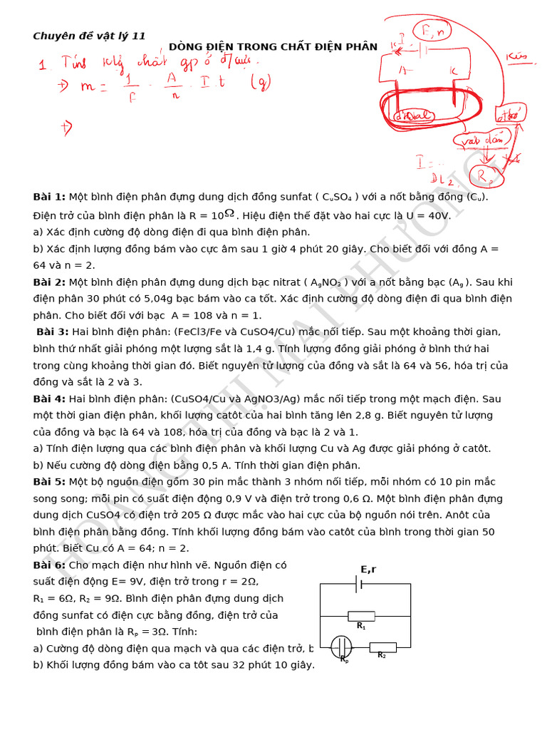 DÒNG ĐIỆN TRONG CHẤT ĐIỆN PHÂN 1 | PDF