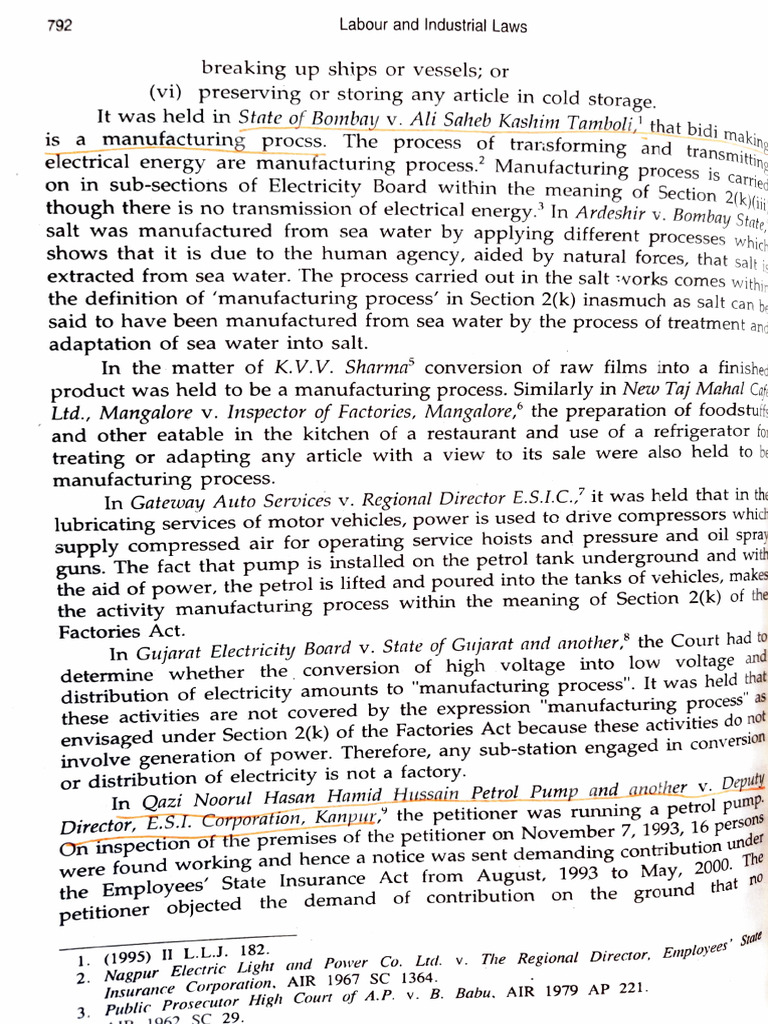 Case Laws On Definition of Factory & Manufacturing Process | PDF
