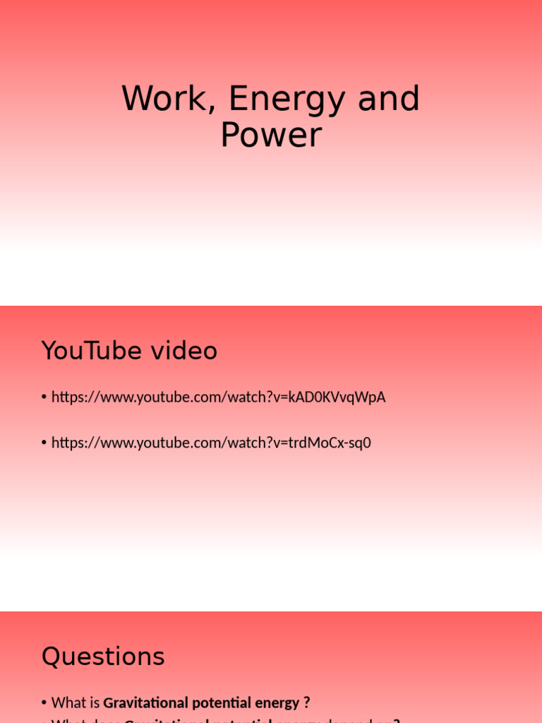 Work, Energy and Power 3 | PDF