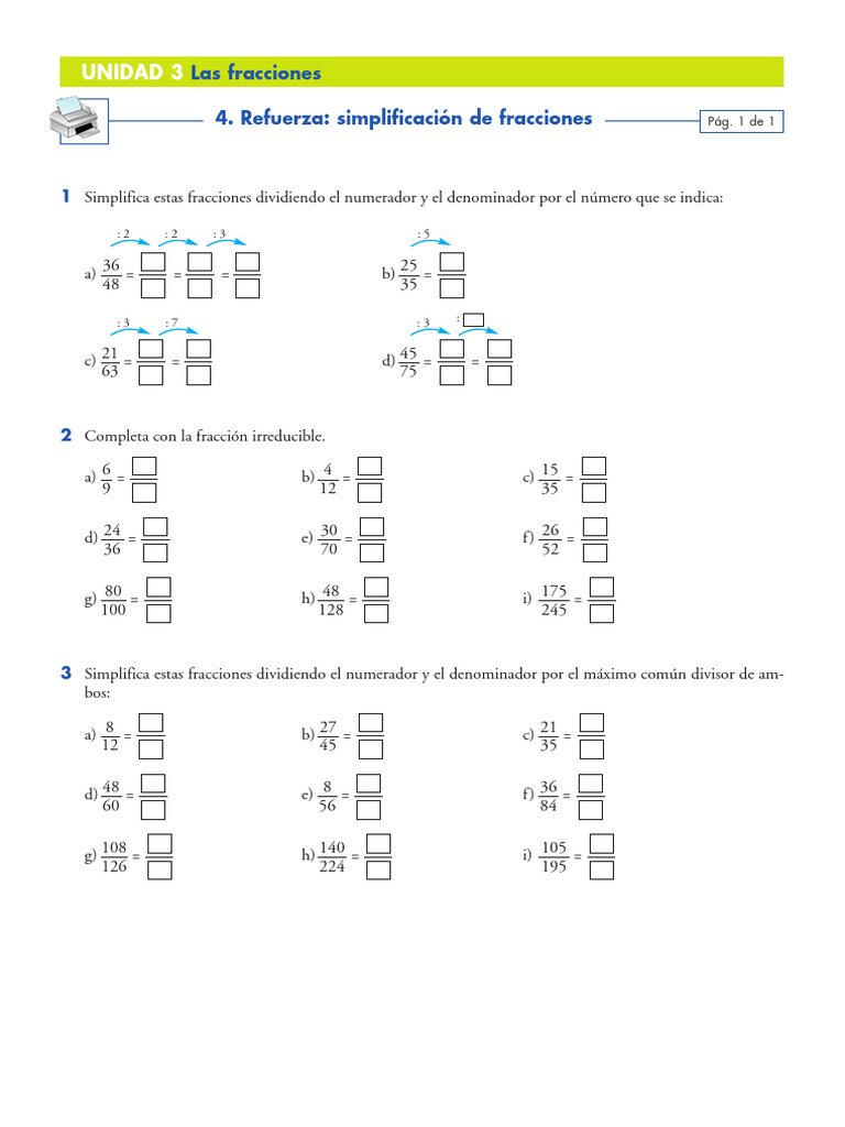 Simplificar Fracciones | PDF