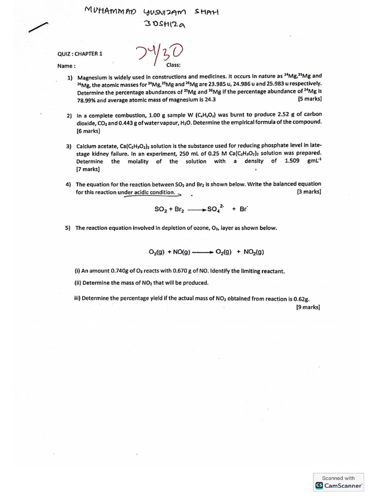 Test Chapter 1 Chemistry | PDF