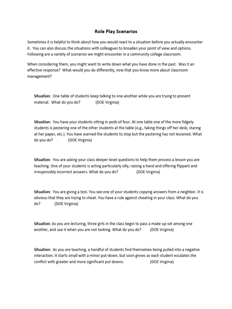 09 Role Play Scenarios | PDF