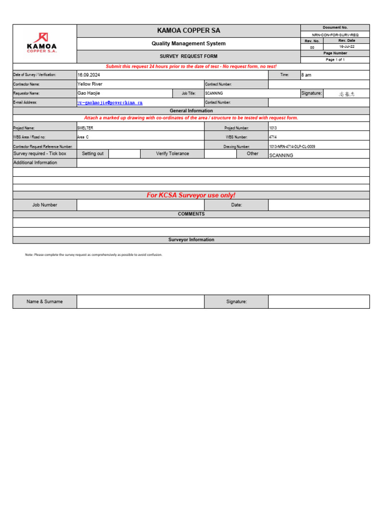 Survey Request Form Nrn Con for Surv Req | PDF