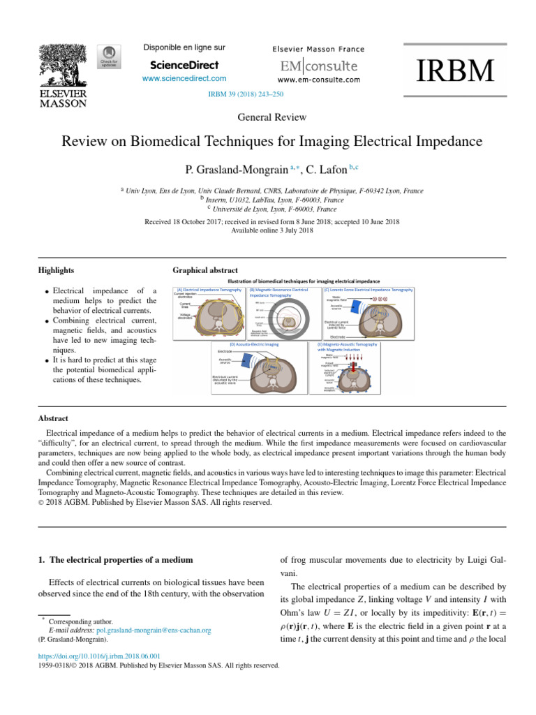 Review On Biomedical Techniques For Imaging Electrical Impedance | PDF