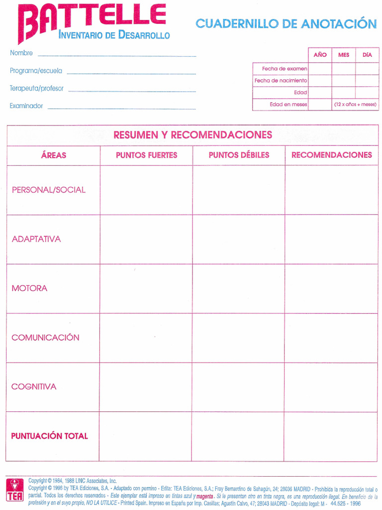 Cuadern Battelle Completo | PDF