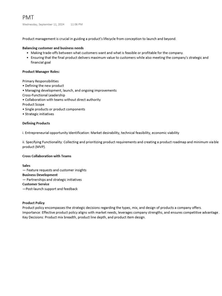 PMT End Term Notes | PDF
