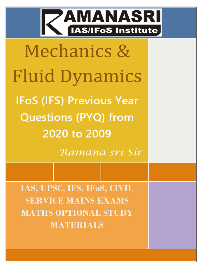 Indian Forest Service (IFoS-IfS) Mains Exam Maths Optional Mechanics Fluid Dynamics Previous ...