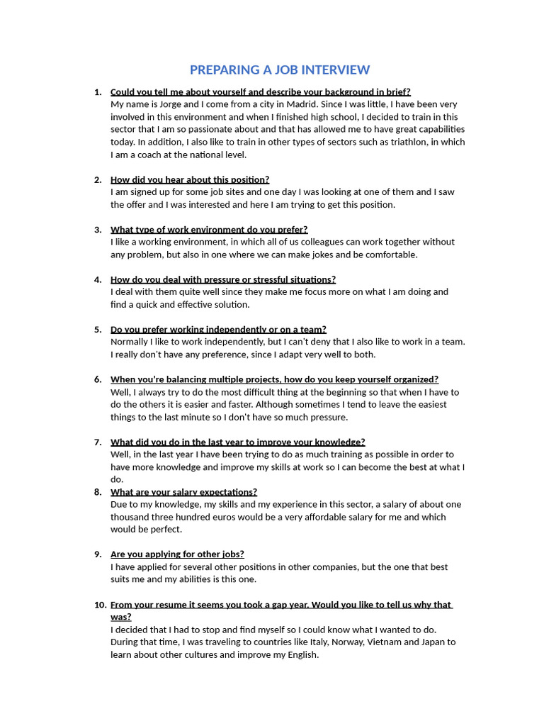 Preparing A Job Interview | PDF