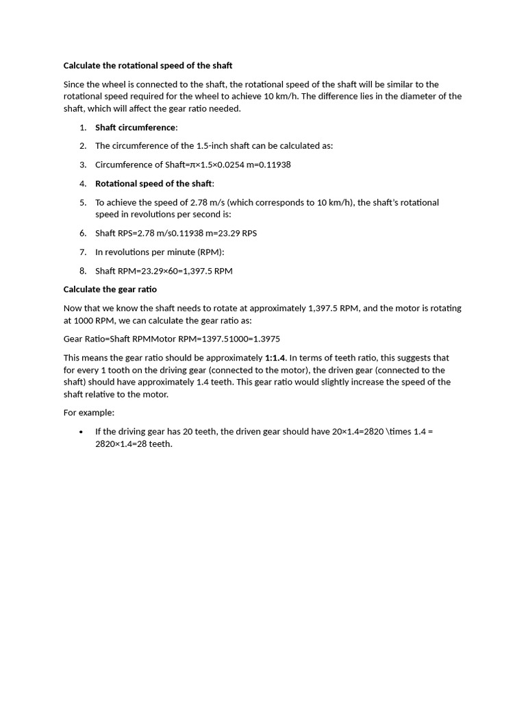 Calculate The Rotational Speed of The Shaft | PDF