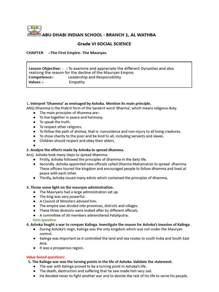 The First Empire - The Mauryas. NOTES | PDF