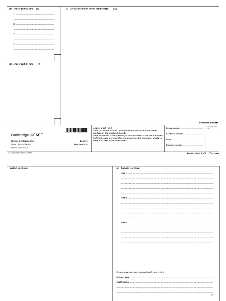 DT Paper 1 Answer Sheet | PDF