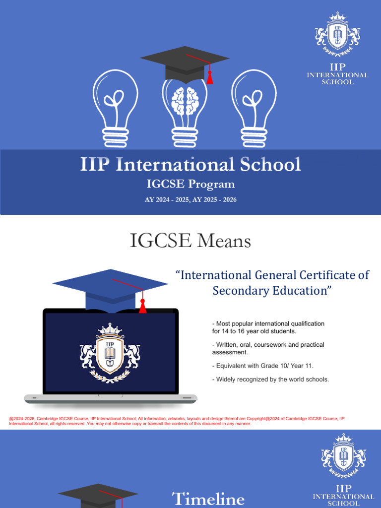 IIP - Secondary School - IGCSE Program - 2024-2026 | PDF