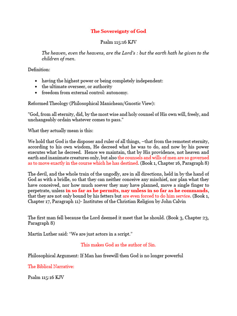 The Sovereignty of God | PDF