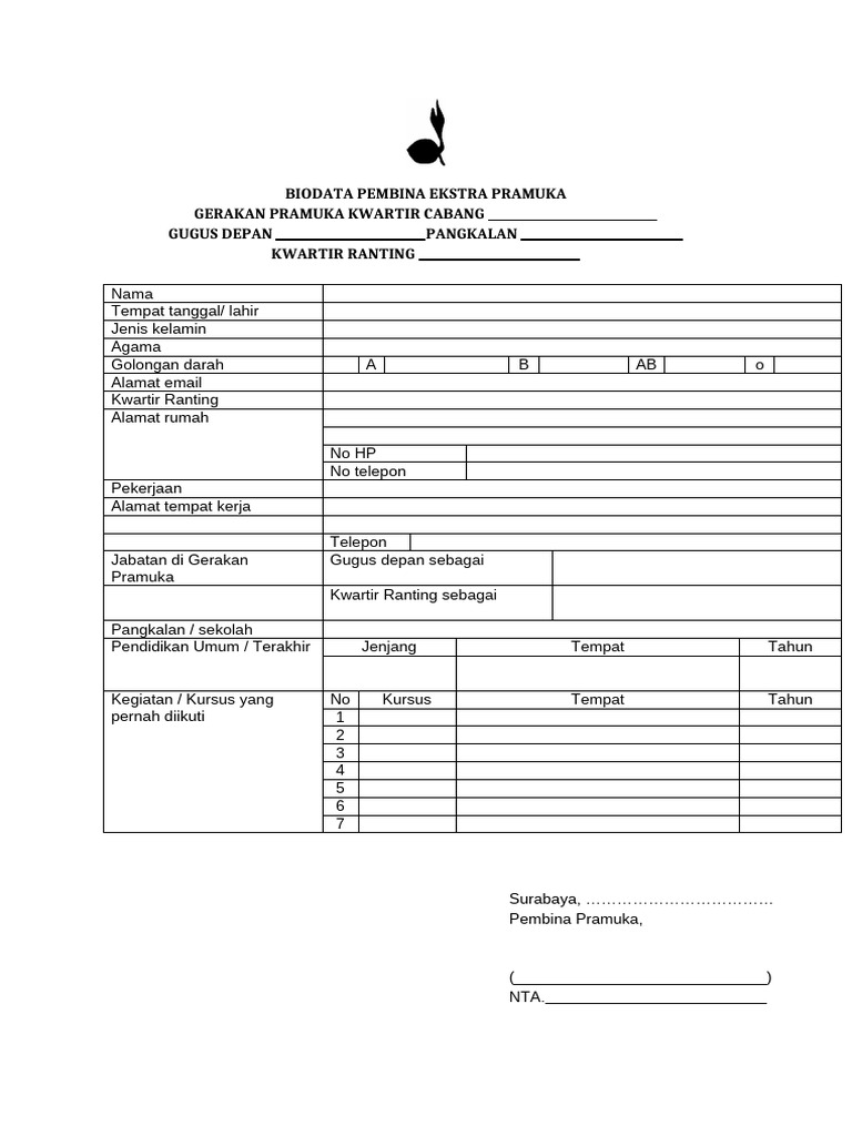 FORM BIODATA PEMBINA (Kosong) | PDF