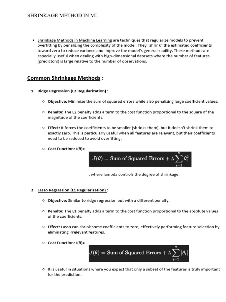 Shrinkage Method | PDF | Regression Analysis | Teaching Mathematics
