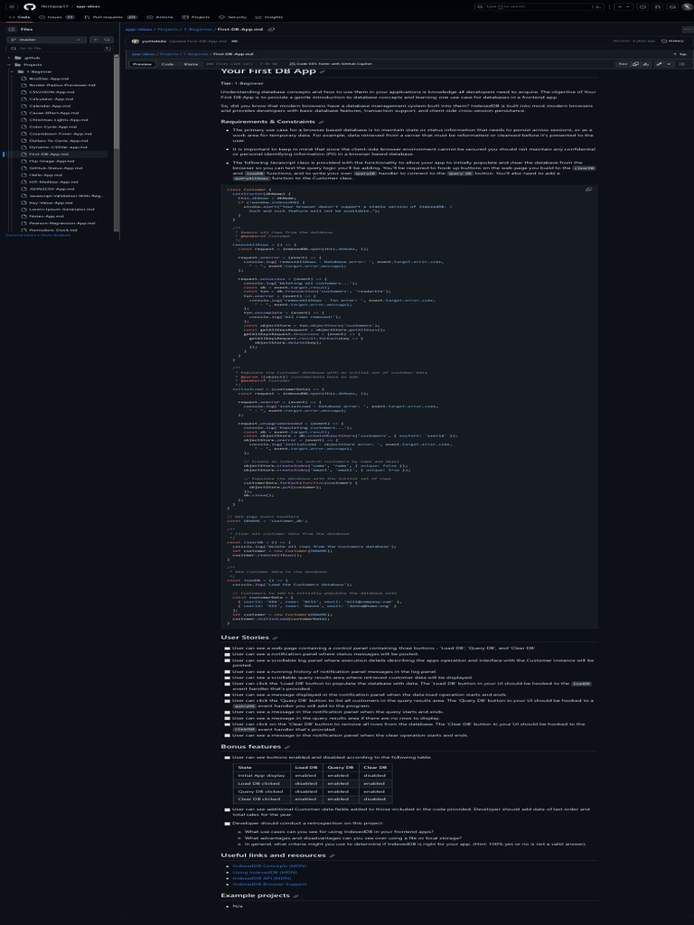 App-Ideas - Projects - 1-Beginner - First-DB-App - MD at Master Florinpop17 - App-Ideas | PDF