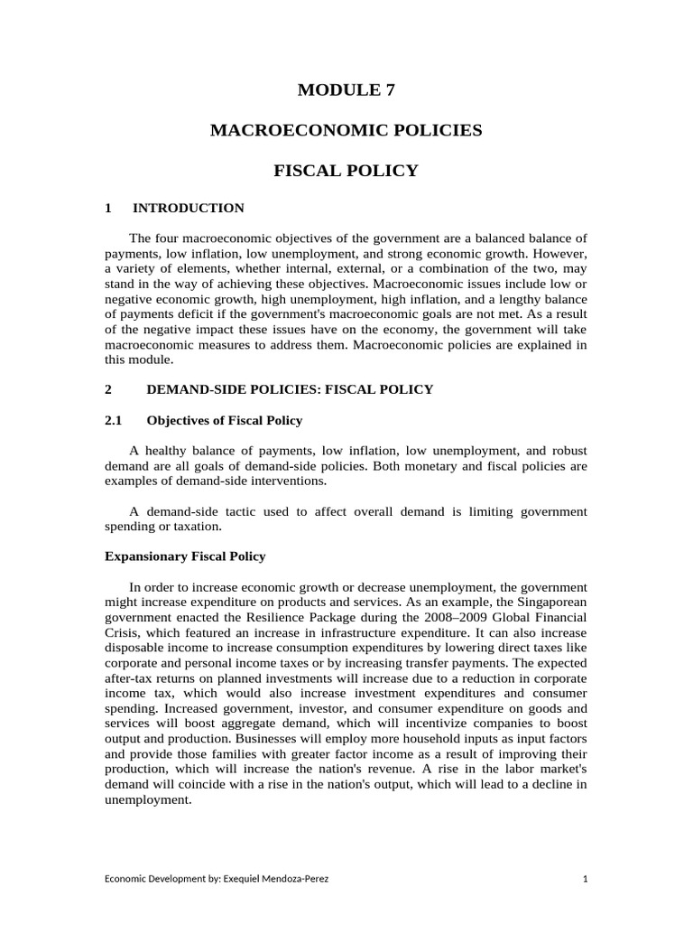 Module 7 Fiscal Policy | PDF